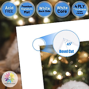 Mat Board Center, 40 Pack White 5x7/8x10/11x14 Picture Mats with White Core Bevel Cut
