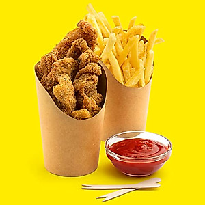 Honeydak 150 Pieces French Fry Cups Holder Charcuterie Cups Disposable Snack Cups Take-out Party Baking Supplies Popcorn Boxes Paper Cones for Wedding Birthday Party Baby Shower (14oz), Brown