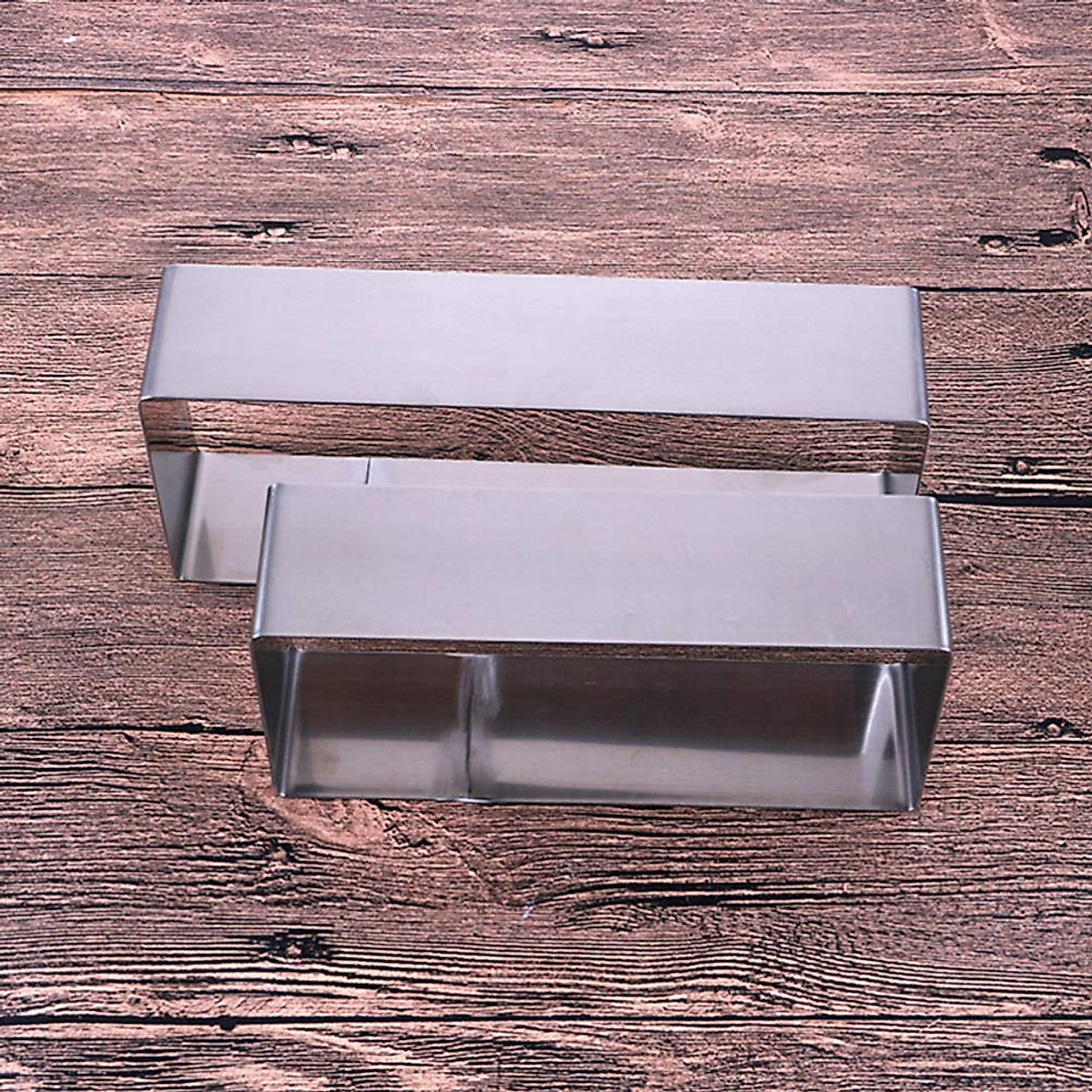 DOITOOL 2pcs Stainless Steel Rectangular Cake Mold Cutter Molding Forming Layering Cake Pastry Rings Cookie Biscuit Baking Cake Mold Rings (Size S/L)