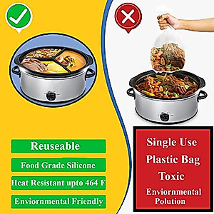 Melon Melo 3-PCS Silicone Crockpot Divider Insert | Mini Crock Pot Divider | Small Crockpot | Slow Cooker Reusable Leak-proof, Dishwasher Safe for all 6-8 Quart QT Crockpot Cookers Accessories