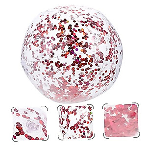 Kisangel Summer Decor Kid Swimming Pool Clear Beach Balls Mini Beach Balls Round Transparent Ball Pool Inflatables for Kids Sequins Decorate Flash Ball Child Water The Summer Ball Toy