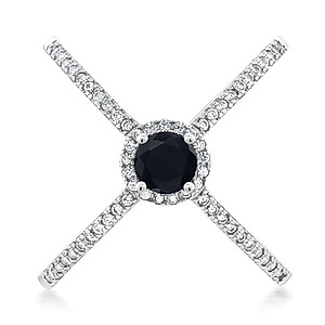 Gem Stone King 925 Sterling Silver Black Onyx Criss Cross X Ring For Women (1.29 Cttw, Round 5MM, Gemstone Birthstone, Available In Size 5, 6, 7, 8)