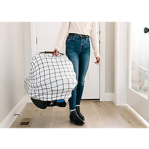 Baby Car Seat Cover Canopy and Nursing Cover Multi-Use Stretchy 5 in 1 Gift "Ledger" by Copper Pearl