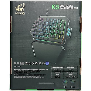 UrChoiceLtd One-Handed RGB Mechanical Gaming Keyboard,Upgrade Multimedia Knob USB Wired Professional Gaming Keypad with Macro Function, Detachable Wrist Rest For PC/Xbox/PS4 (Black/Blue Switch)