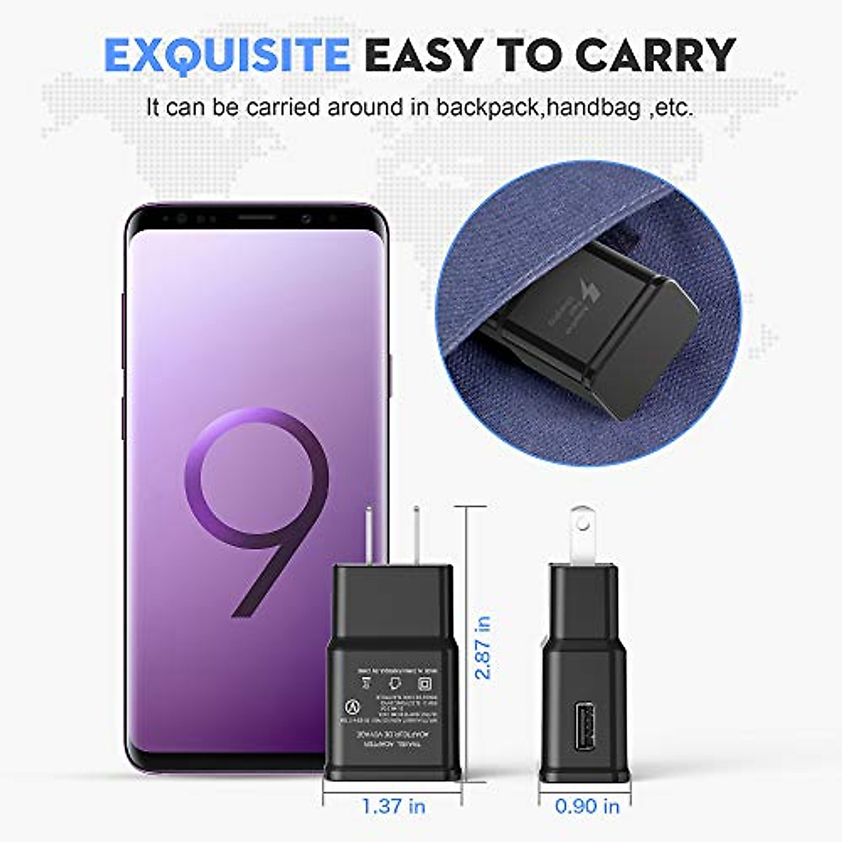 Type C Charger, Adaptive Fast Charging Wall Charger Kit Set with USB-C Cable, Compatible with Samsung Galaxy S22/S22+/S22, S21 /S21, Ultra 5G /S20 / S10 / S10+ / S10e / S8 / S9 / Plus/Edge/Active