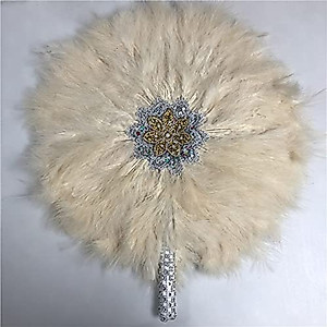 African DIY Custom Wedding Feather Fans Dance Lace Fan Bride Hand Fan Photo Props Luxury Wedding Party Favors