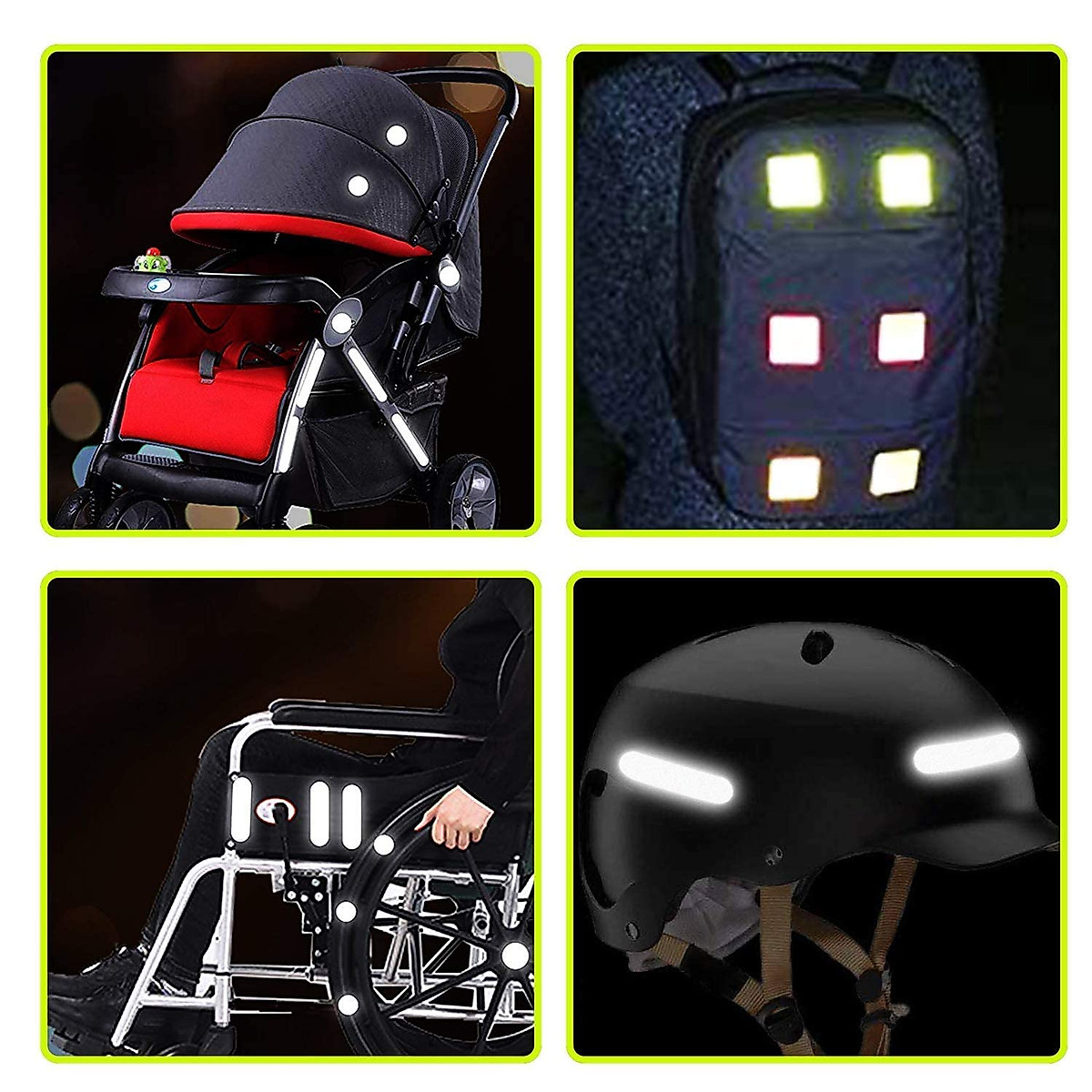 KOOUMOS 30pcs Reflective Decals Reflective Stickers Safety Warning Sticker Tapes Waterproofsp High Intensity Night Visibility Adhesive for Helmets Motorbike 1.18 x 3.25 Inch(3x8cm)