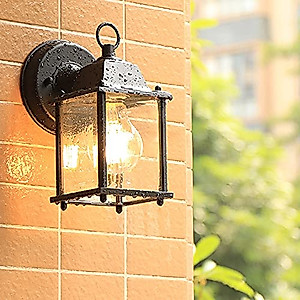 Modern Simplicity Sconce Wall Lamp Small Black Square Wall Lights Outdoor Waterproofing E27 Base Wall Lighting No Need to Assemble for Balcony Garden Courtyard Gate