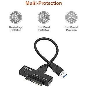 WEme USB 3.0 to SATA Converter Adapter for 2.5 3.5 Inch Hard Drive Disk SSD HDD, Power Adapter and USB 3.0 Cable Included