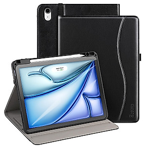 ZtotopCases for IPad Air 11 Inch M2(2024) Case, IPad Air 5th Generation (2022)/ 4th Generation (2020) 10.9 Inch Case with Pencil Holder, Multi-Angle Viewing Leather Folio Cover with Pocket, Black