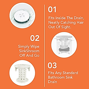 SinkShroom The Revolutionary Sink Drain Protector Hair Catcher/Strainer/Snare, White