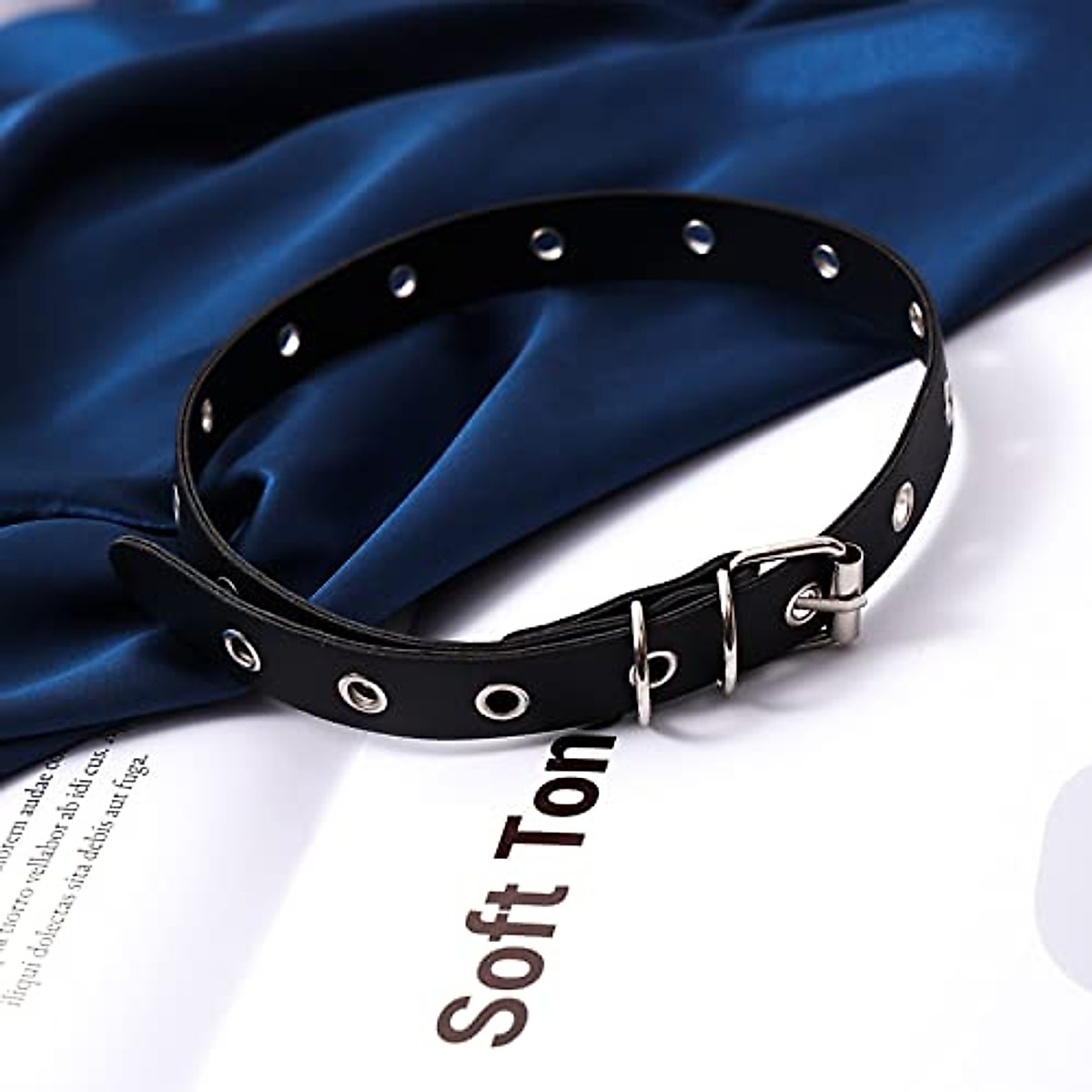 MILAKOO Women Men Cool Punk Goth Leather Collar Choker Necklace (Black)