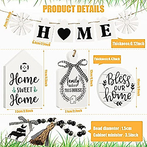 10 Pcs Farmhouse Tiered Tray Decor Farmhouse Home Decor Mini Signs Rustic Home Wood Sign Cutting Broad House Shaped Table Decor Buffalo Plaid Farm Fresh Sign (Home Style)