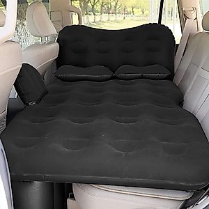 SAYGOGO Inflatable Car Air Mattress Travel Bed - Thickened Camping Bed Sleeping Pad with Car Air Pump 2 Pillows for Car Tent SUV Sedan Pickup Back Seat - Black