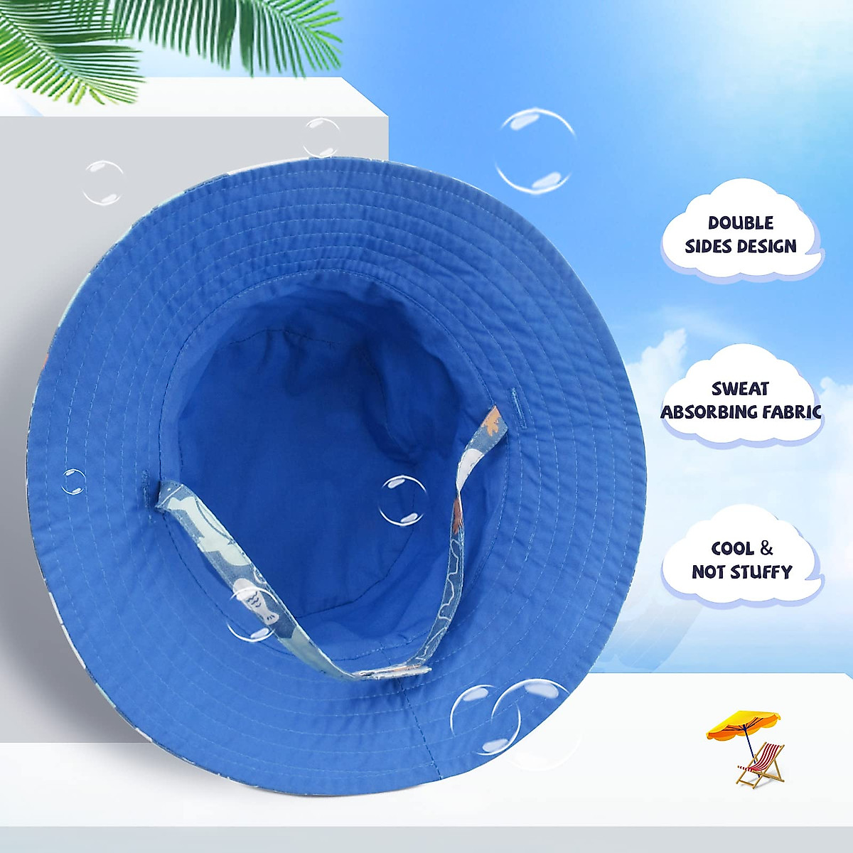 XIAOHAWANG Baby Boy Bucket Toddler Kids Sun Hat UPF 50+ Wide Brim Outdoor Beach Caps Play hat (Octopus, XS(3-6 Months))