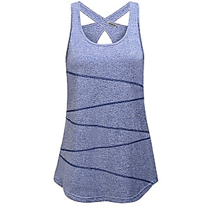 MOQIVGI Workout Tank Tops for Women Summer Sleeveless Yoga Tunic Shirts Juniors Boutique O Neck Elastic Loose Fit Sports Clothing Utility Cute Soft Breezy Fast Dry Gym Wear Clothes Blue Medium