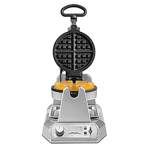 Waring Commercial WW180X Heavy Duty Single Belgian Waffle Maker, Coated Non Stick Cooking Plates, Produces 25 waffles per hour, 120V, 1200W, 5-15 Phase Plug, Silver, 12.5 x 17.88 x 10.5 inches