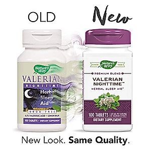 Nature’s Way Valerian Nighttime, Herbal Sleep Aid*, 320 mg per Serving of Valerian Extract, Gluten-Free, 100 Tablets