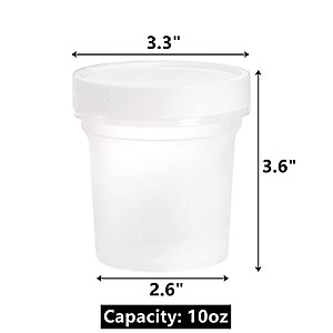 Peohud 20 Pack Ice Cream Containers, 10 Oz Plastic Freezer Food Storage Jars with Screw Lids, Leak Proof Takeout Container for Jam, Reusable Pudding Cups for Fruit, Dessert, Sundaes, Soup, BPA Free