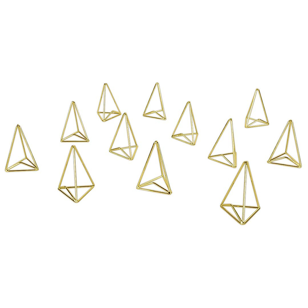 Koyal Wholesale Modern Metal Geometric Triangle Wedding Place Card Holders, Set of 12 Gold Table Number Holders
