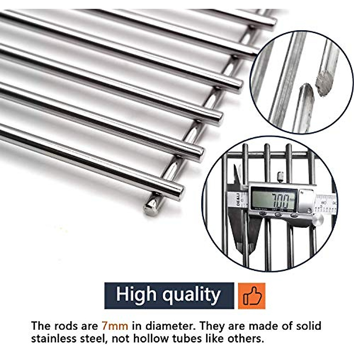 Hongso 19 1/4 inch SUS 304 Grill Grates and 17 3/4 Inch Heat Plates for Jenn-Air 720-0163 Nexgrill 720-0163 Gas Grills