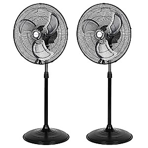 BILT HARD 3850 CFM 18" High Velocity Pedestal Oscillating Fan, 3-Speed Industrial Standing Fan with Aluminum Blades, Heavy Duty Metal Shop Fan for Commercial, Residential, and Garage, 2 Pack