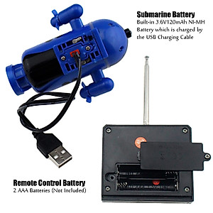 Tipmant Mini Remote Control Submarines Toys RC Boat Waterproof Diving Water Kids Gift (Blue)