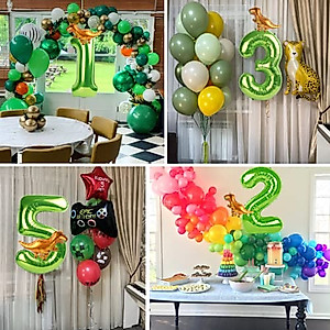 40 Inch Green Number 3 & Mini Dinosaur Balloon, 3rd 3 Years Old Birthday Decorations for Boy, Dinosaur Balloon for Three Rex Birthday Party Decorations, Large Number 13 for Party Decorations
