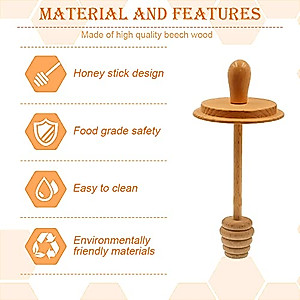 2pcs Wooden Mason Jar Honey Dippers - Honey Dipper Wooden Stick for Regular Mouth Mason Jars, Honey Spoon Mason Jar Honeycomb Lid for Regular Mouth 16 oz Mason, Ball Jars (ONLY Honey Dippers)