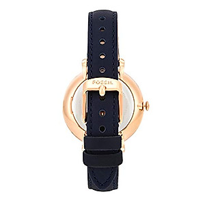 Fossil Women's Jacqueline Quartz Stainless Steel and Leather Watch, Color: Rose Gold, Navy (Model: ES3843)