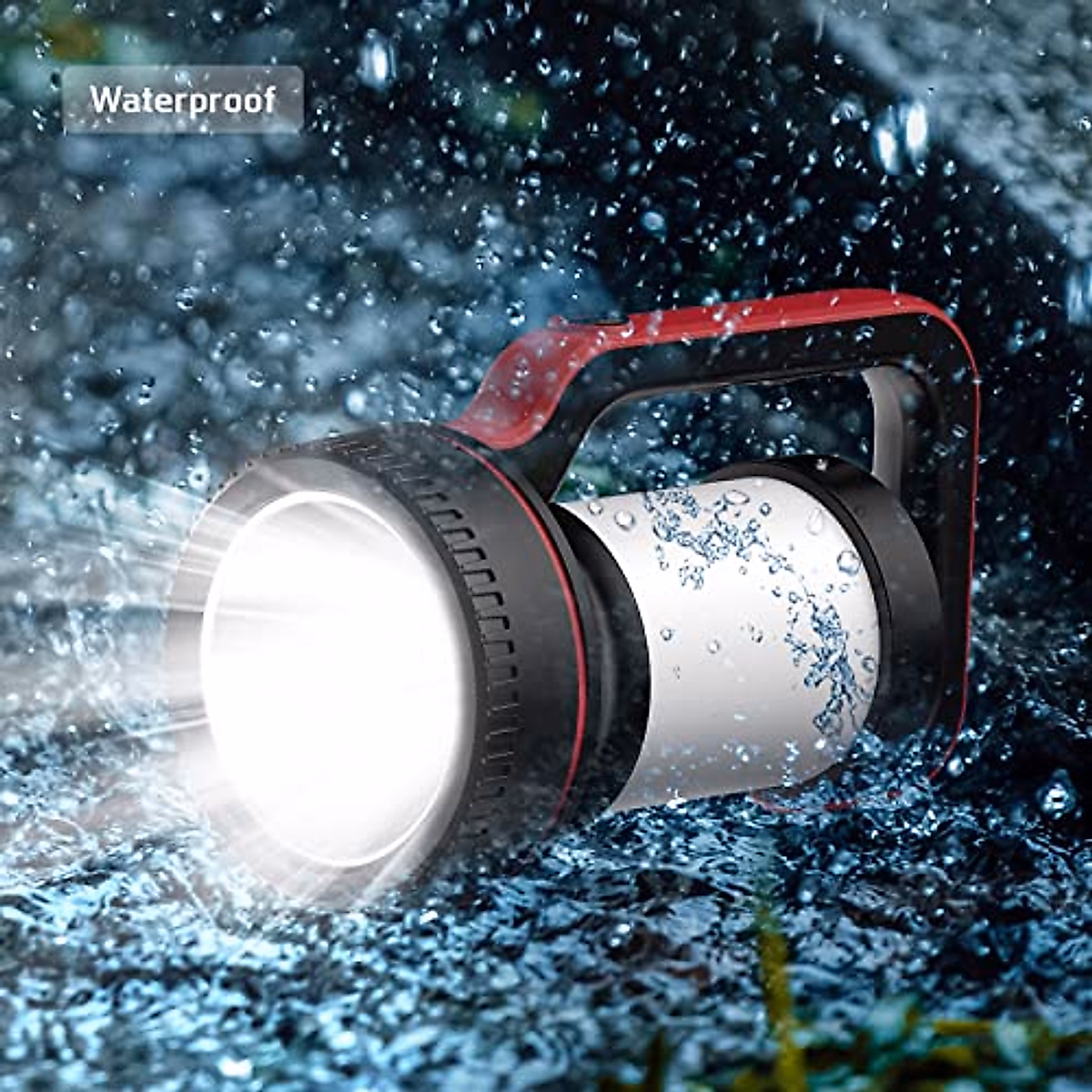 Decovolt Rechargeable Spotlight Super Bright 12000 Lumen LED Flashlight Handheld Spotlight 10000mAh Long Lasting Large Flashlight Searchlight for Camping Outdoor Hunting Emergency as Gift