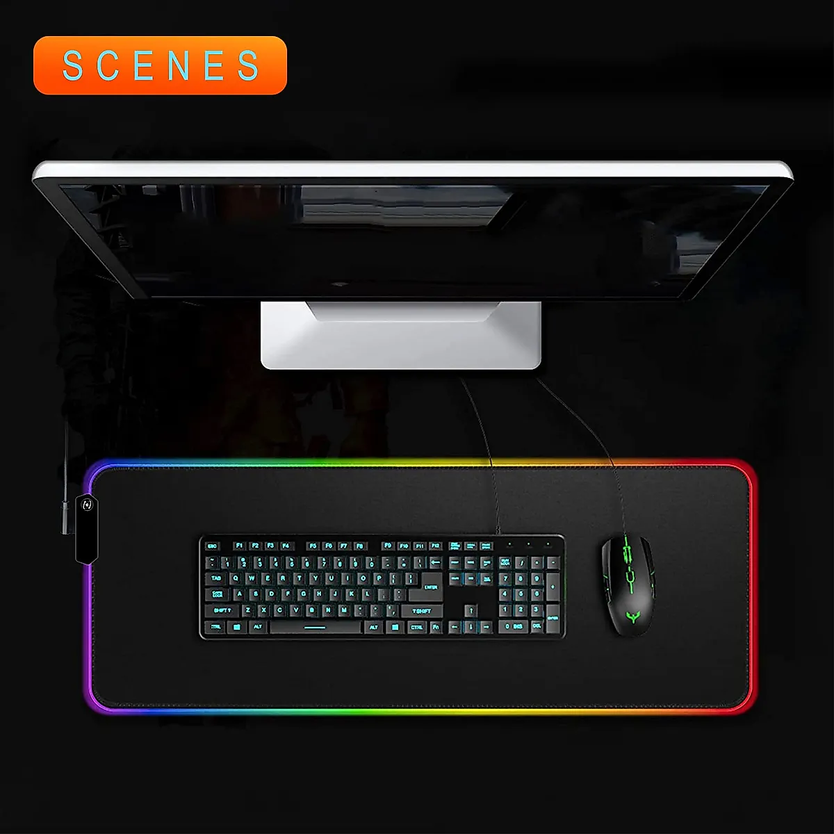 Personalized RGB LED Extended Gaming Mouse Pad Make Your Own Customized Large Gaming Mousepad Custom Keyboard Mouse Mat for Office Dorm Personalised Gifts Presents for Gaming Lovers, 35.4x15.7 in