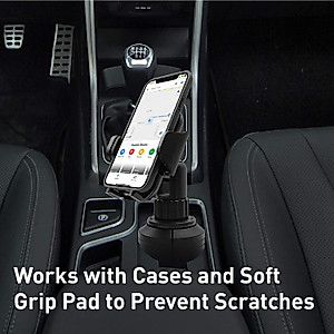 Macally Cup Holder Phone Mount, [Upgraded] Cell Phone Holder for Car Cup Holder with Universal Cup Phone Holder for iPhone, Samsung, Smartphone - Cupholder Phone Holder for Car, Truck, Golf Cart