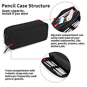 Della Gao Pencil Case for School Students Girls Boys Large Capacity Adult Pen Maker Pencil Pouch Office Organizer Simple Durable Multifunctional Pencil Bag Black