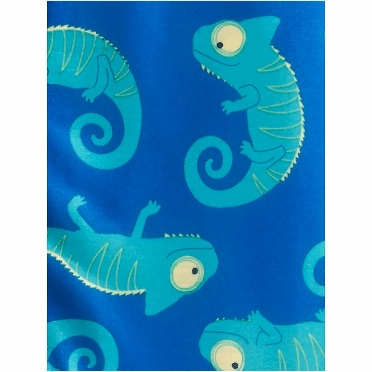 Simple Joys by Carter's Baby Boys' 3-Pack Loose Fit Flame Resistant Polyester Jersey Footed Pajamas, Blue Chameleon/Grey Shark/Red Stripe, 12 Months