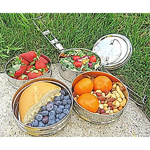 Lifestyle Block Stainless Steel Tiffin Style 4-Layer Round Stacking Lunch Box
