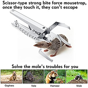 Gopher Trap Easy Setup Scissor Trap Reusable Mole Traps for Lawns Galvanized Metal Pest Control Traps for Gardens Farms Nurseries Field Outdoor Use, Silver Color (4 Pcs)