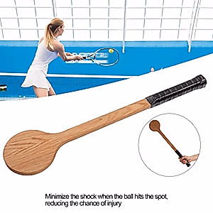 Wooden Tennis Spoon Sticking Practice Tennis Racket Accurately Tennis Pointer Improve Sweet Spot Trainer with Storage Bag for Sports Swing Practice Training Aid(60cm)