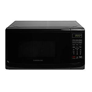 Farberware Compact Countertop Microwave Oven, 0.7 Cu. Ft. 700-Watt with LED Lighting, Child Lock, Easy Clean Grey Interior, Retro Black