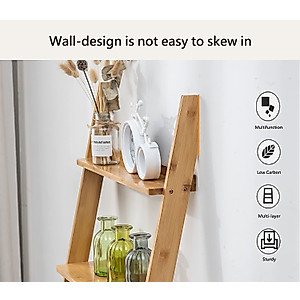 SOBIBO Ladder Shelf, 5-Tier Leaning Shelf, Free Standing Organizer Storage Shelves, Storage Rack Shelf for Office, Living Room, Nature