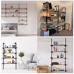 Industrial Iron Pipe Shelf Wall Mount, Farmhouse DIY Open Bookshelf, Pipe Shelves for Kitchen Bathroom, bookcases Living Room Storage, 2Pack of 5 Tier