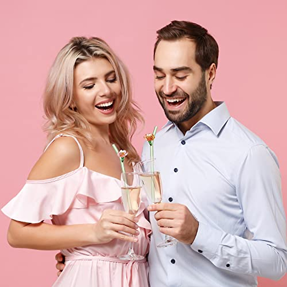 6 Pcs Reusable Glass Straws 8 mm x 7.9 Inch Colorful Lotus Design Green Straws Bent Glass Straws with Cleaning Brush for Smoothie Cocktail Juice Shakes Beverages