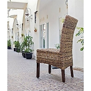 BOWERY HILL 40" H Country Wicker/Rattan Dining Chair in Mahogany Brown