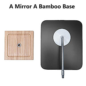 YEAKE Flexible Gooseneck Bamboo Vanity Makeup Mirror,360°Rotation 8" Large Frameless Vanity Mirror Folding Portable Table Desk Mirror with Stand Bathroom Shaving Make Up Mirrors Rectangle