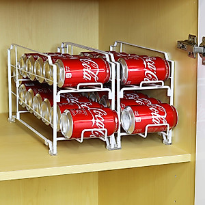 2 Pack - Simple Houseware Stackable Beverage Soda Can Dispenser Organizer Rack, White