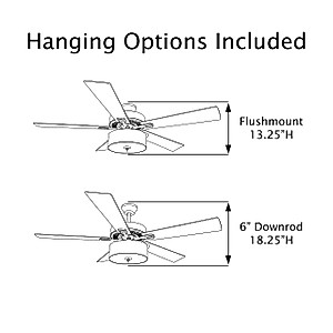 RIVER OF GOODS Mid-Century Modern Transitional LED Bronze Chrome Ceiling Fan - 52" L x 52" W - Rich Barnwood/Light Driftwood Fan Blades - Metallic Ceiling Fan with Light and Fabric Shade