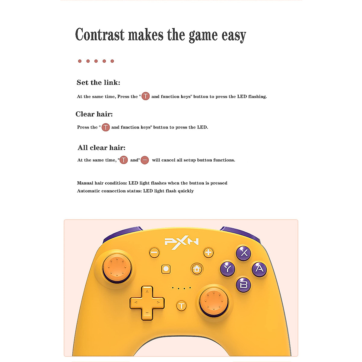 PXN 9607X Wireless Switch Controller,switch Pro Controller Gamepad Joystick Support NFC/Amibo/Turbo Screenshot/Gyrox Axis and Dual Vibration,Switch controller for N-Switch/Lite/OLED (Yellow)