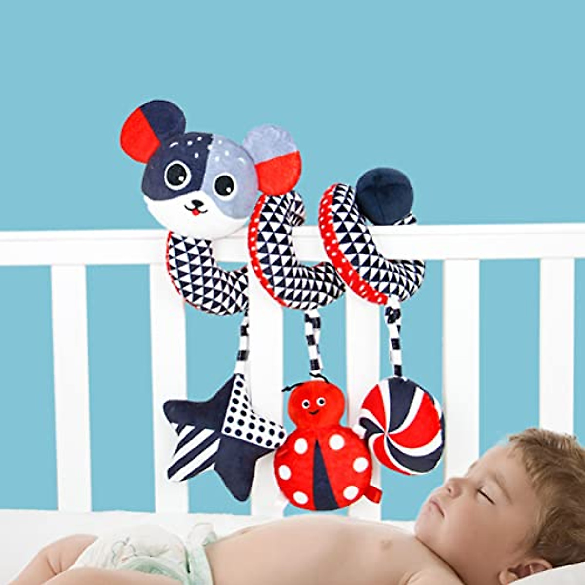 Car Seat Toys For Infants Baby 0-6 Months Newborn Toys, Stroller Toys Accessoire Bebe Toy Take Along Play Activity Spiral Travel Toy Black And White High Contrast Stop Crying Baby Toys For Crib Gift