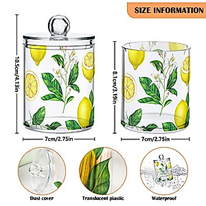 SUABO Plastic Jars with Lids,Fresh Yellow Lemon on White Bulk Pack Storage Containers Wide Mouth Airtight Canister Jar for Kitchen Bathroom Farmhouse Makeup Countertop Household,Set 4