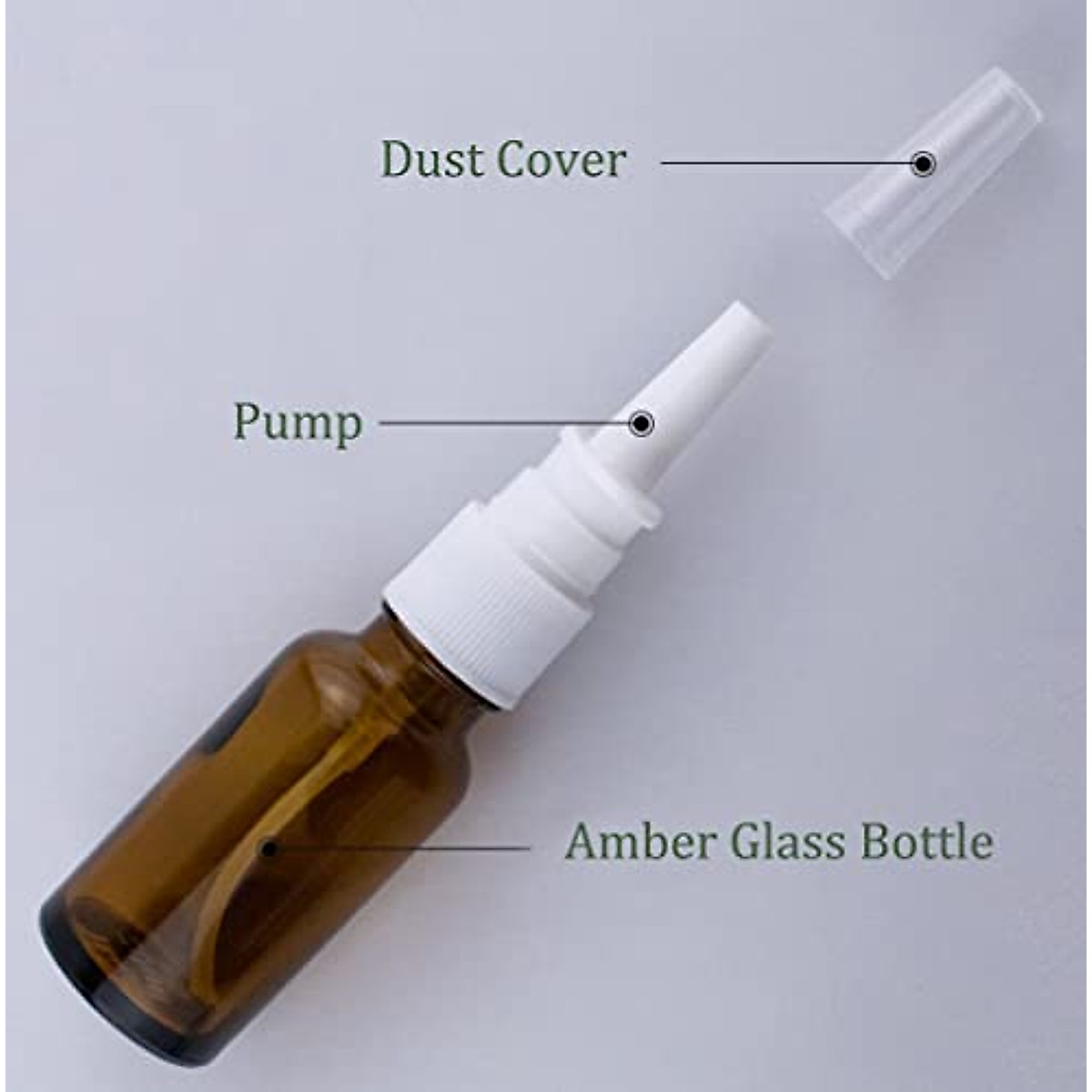6PCS 30ml Amber Glass Nasal Sprayers Refillable Fine Mist Sprayer Makeup Water Travel Containers Vials Nose Spray Bottles for Saline Wash Applications